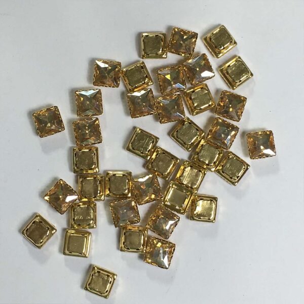 Kundan Clip Stone 8MM Square Shape (10Pieces) Yellow Color - Aari ...